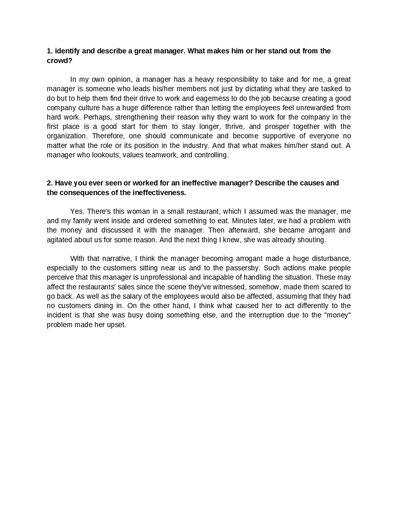 Ineffective_manager_human_behavior | Exercises Family and Consumer Science | Docsity