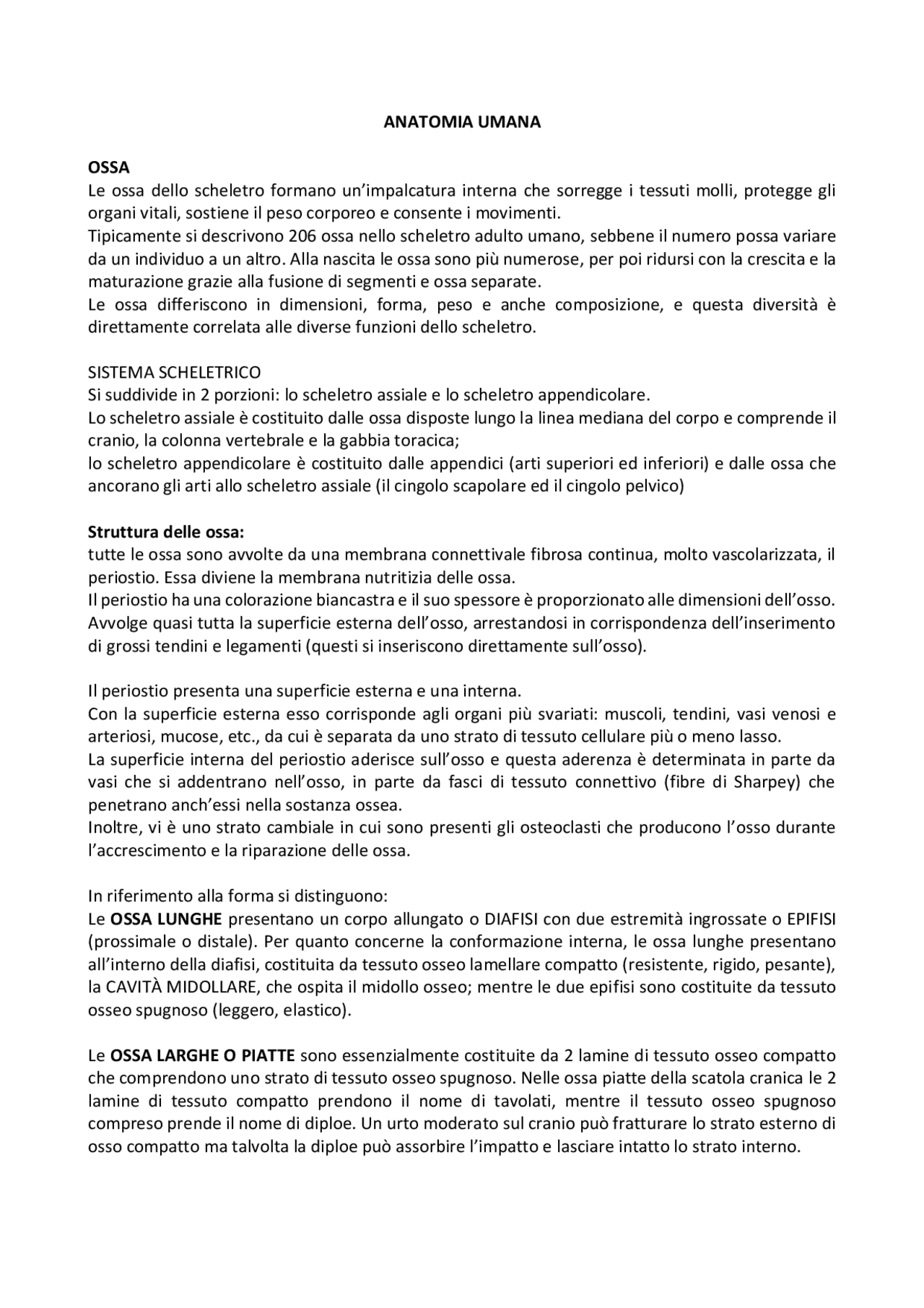 Anatomia Umana Dellapparato Locomotore Appunti Di Anatomia Docsity