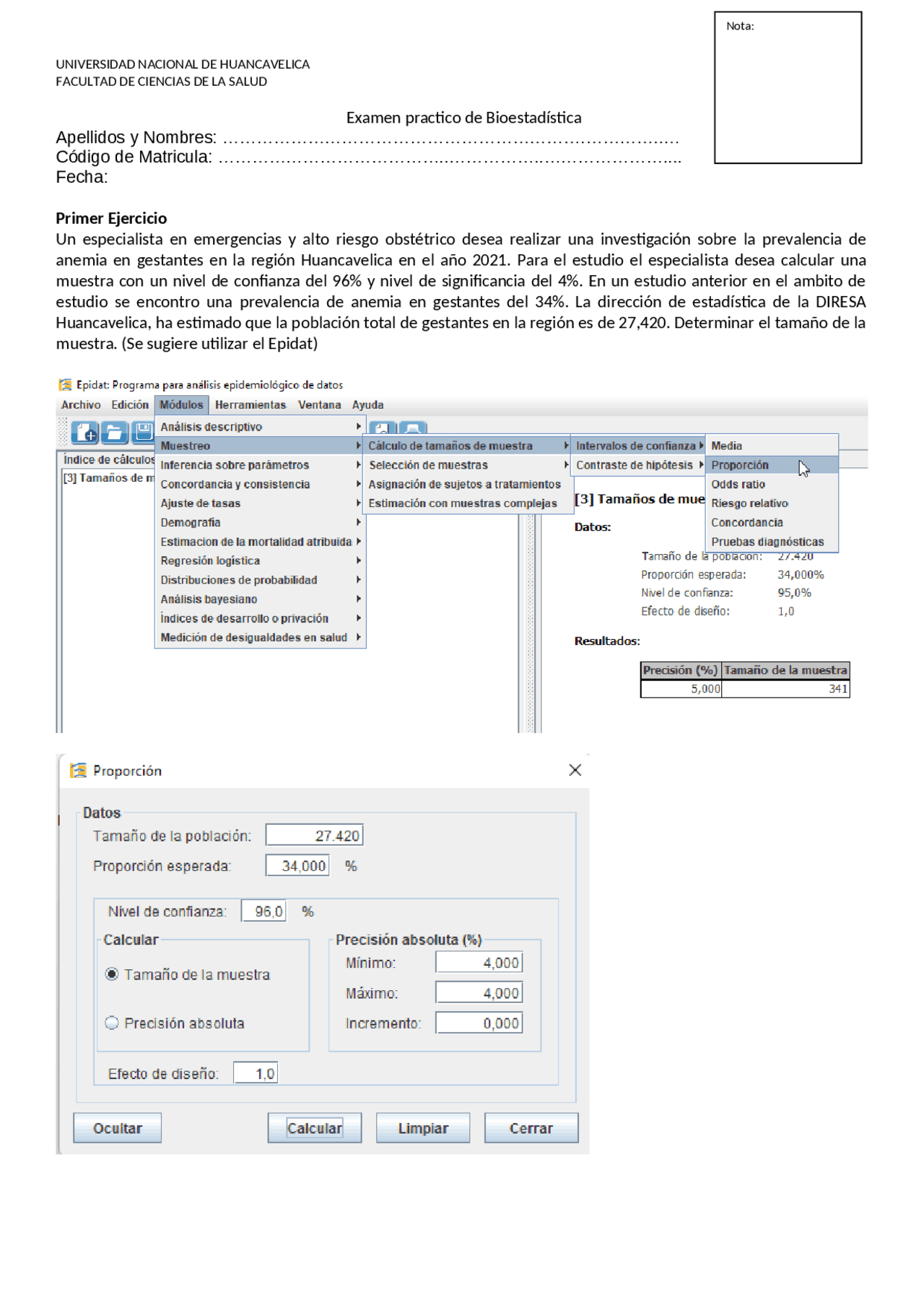 Evaluacion De Bioestadistica Exámenes Selectividad De Biología Docsity
