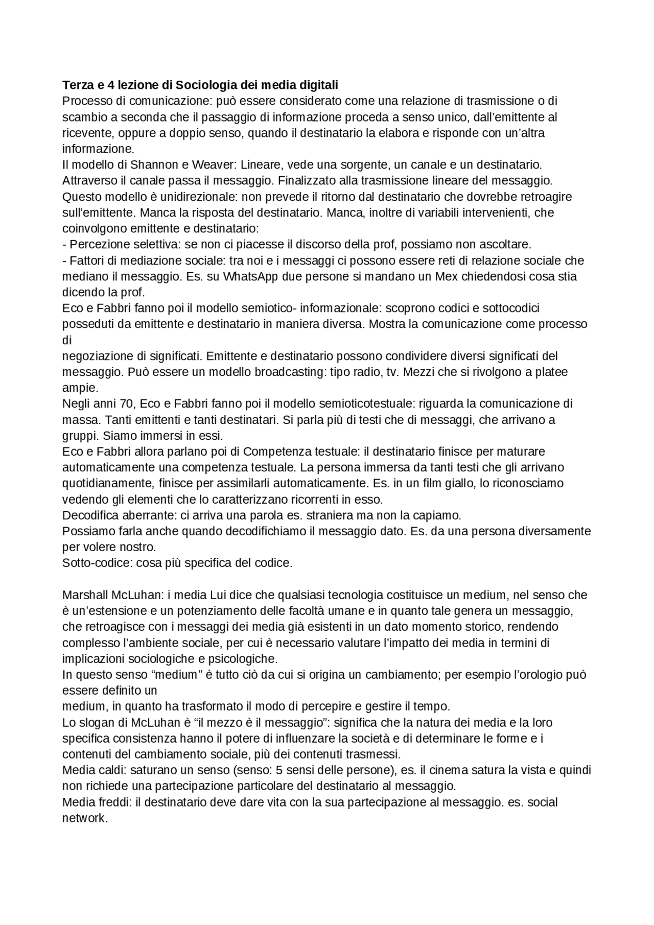 3 e 4 lezione sociologia dei media digitali | Appunti di Sociologia Dei ...