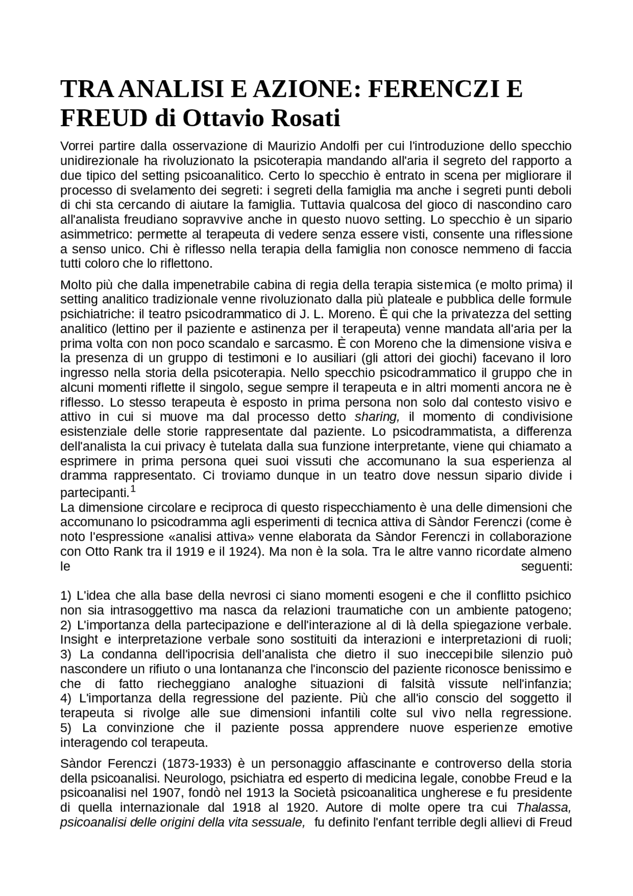 Freud E Ferenczi Analogie E Differenze Schemi E Mappe Concettuali