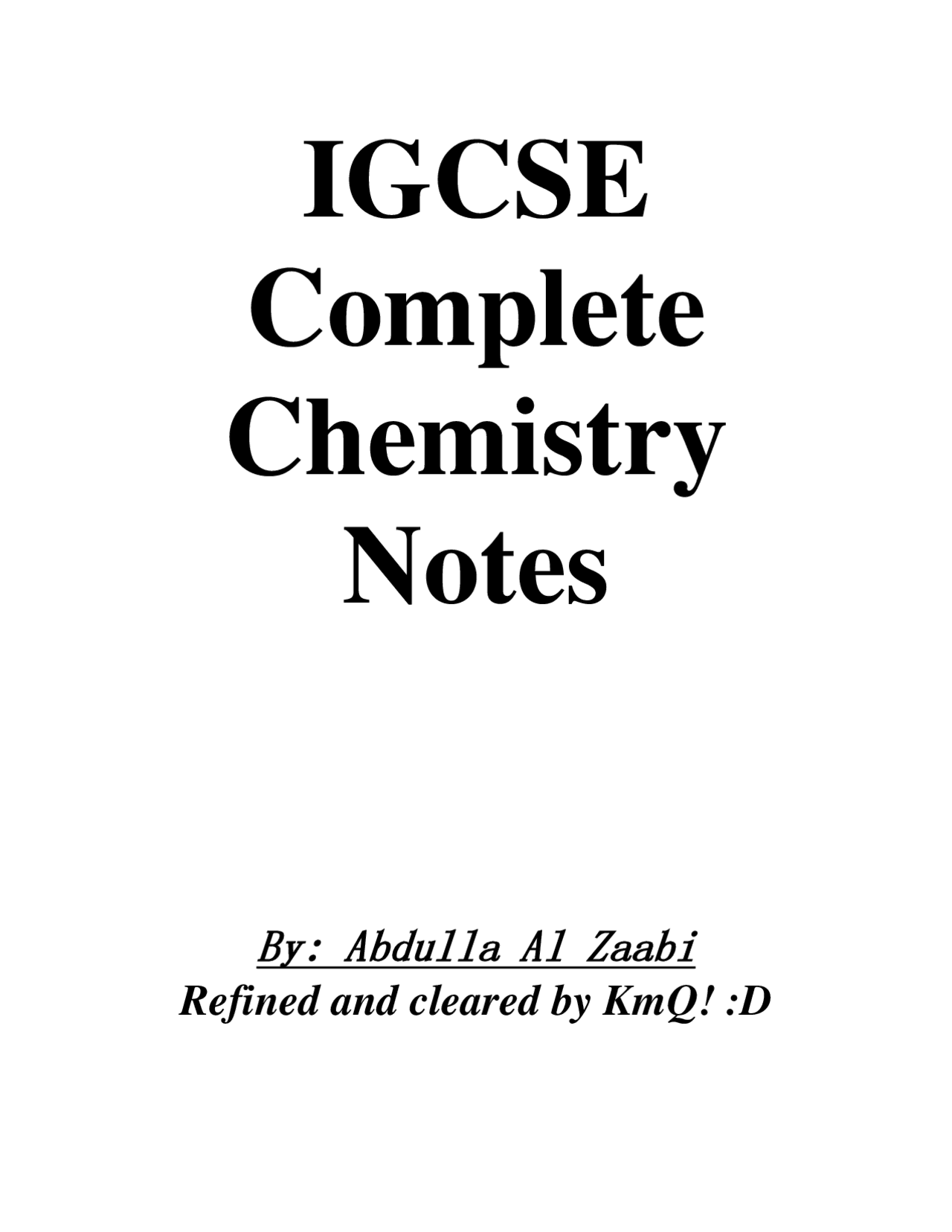 IGCSE Complete Chemistry | Study notes Chemistry | Docsity