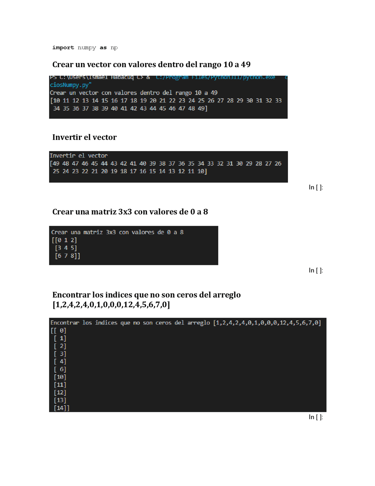 Ejercicios Numpy Con Python Ejercicios De Programación Web Y