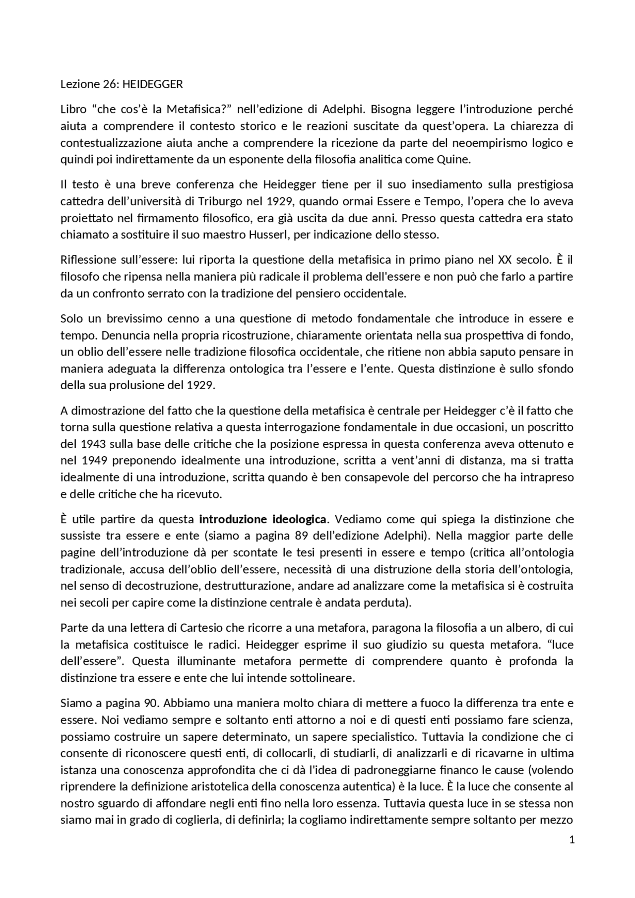 Appunti Ontologia Heidegger E Quine Dispense Di Filosofia Docsity