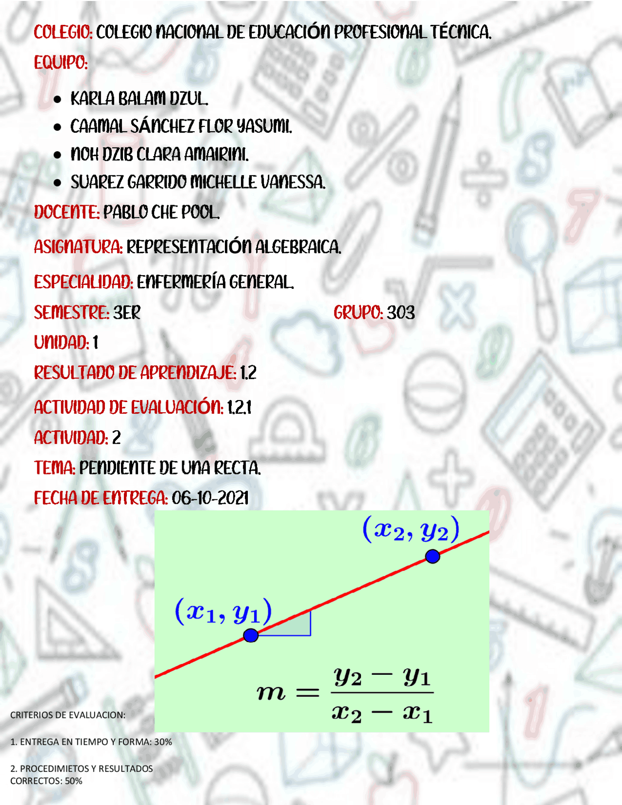 Pendiente De Una Recta Ejercicios De Anatomía Aplicada Docsity