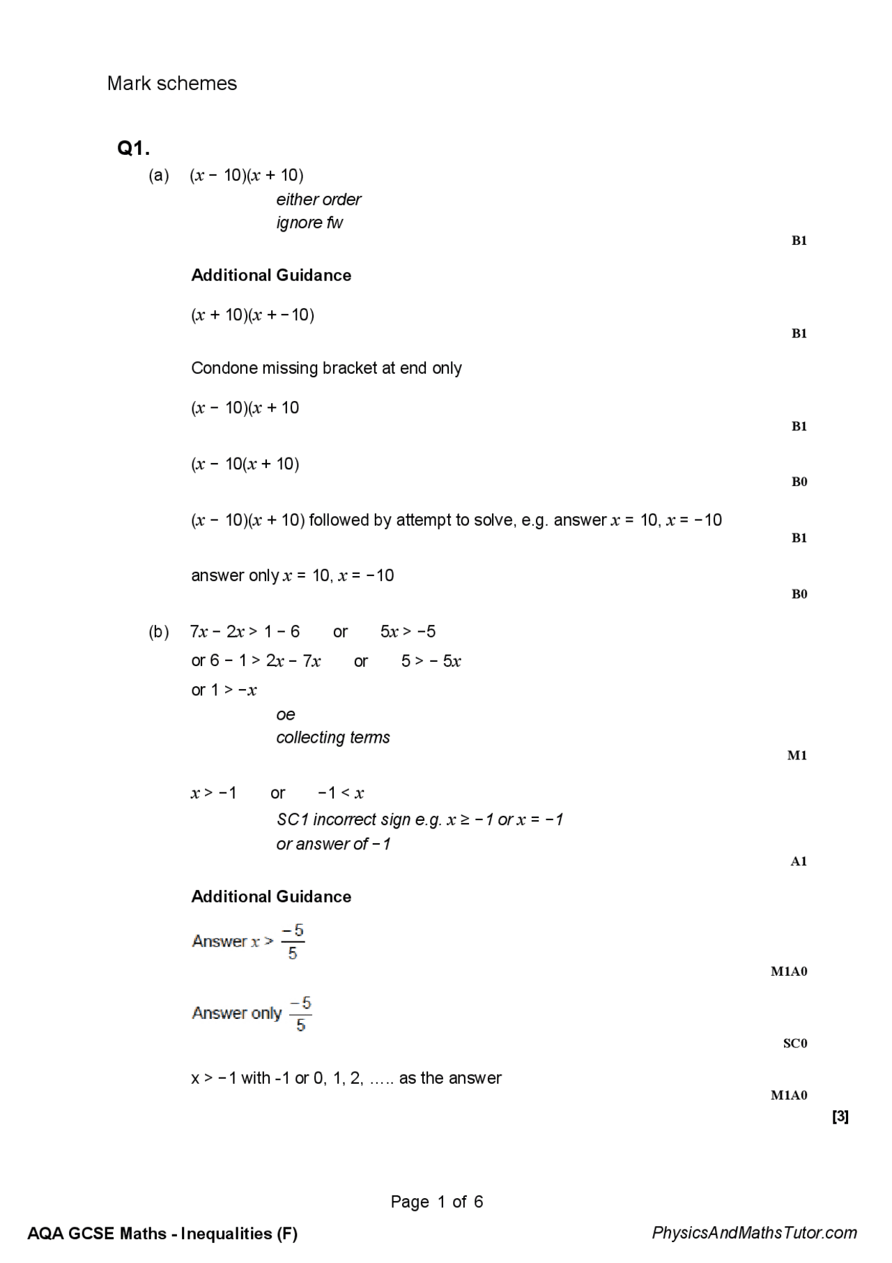 Marking scheme for maths igcse | Essays (high school) Mathematics | Docsity