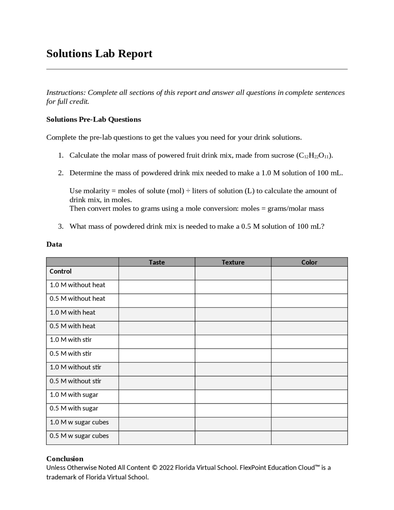 It is a worksheet for flvs chemistry | Assignments Chemistry | Docsity