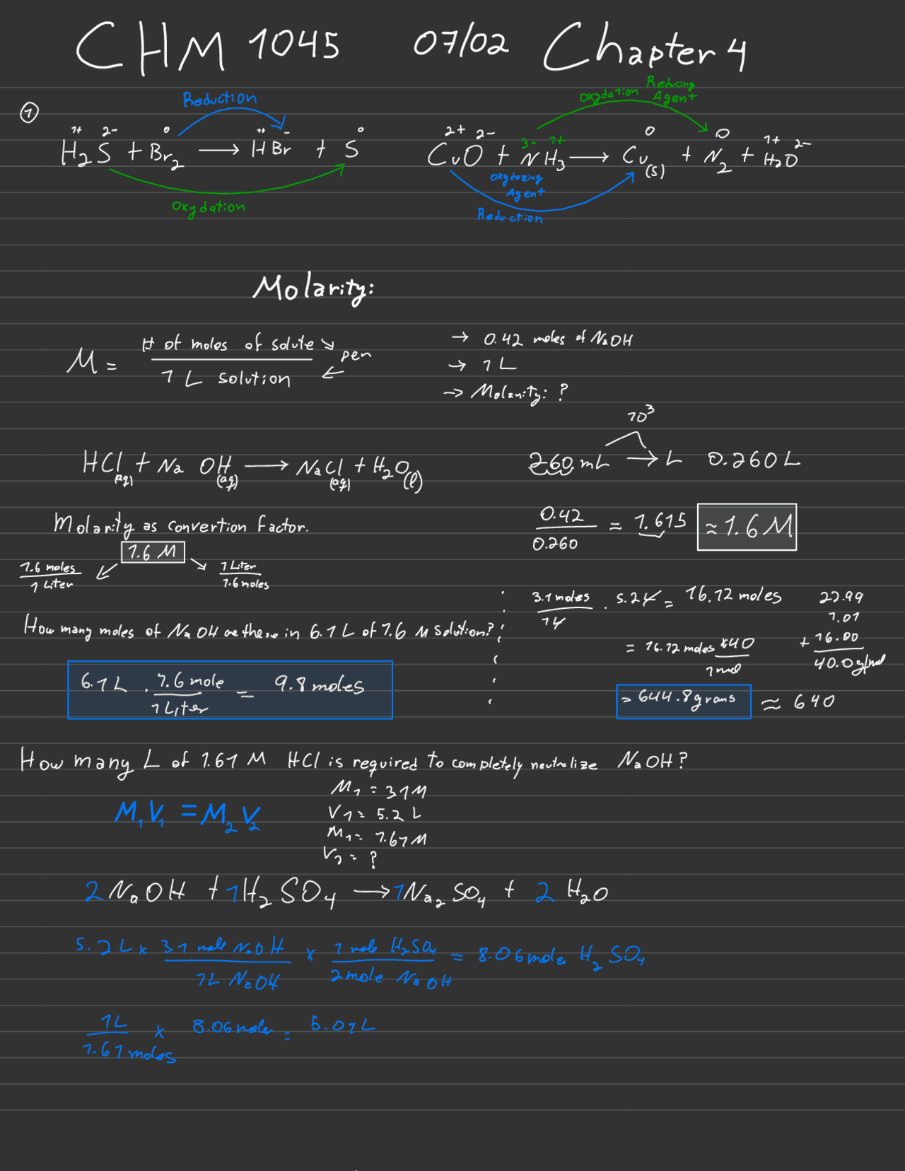 CHM 1045 Chapter 4. redox and molarity | Schemes and Mind Maps ...