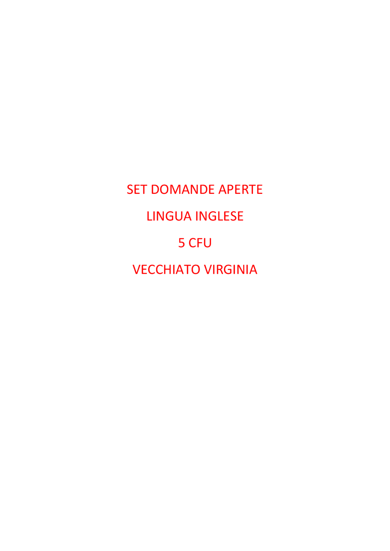 Paniere Lingua Inglese Aperte Panieri Di Lingua Inglese Docsity