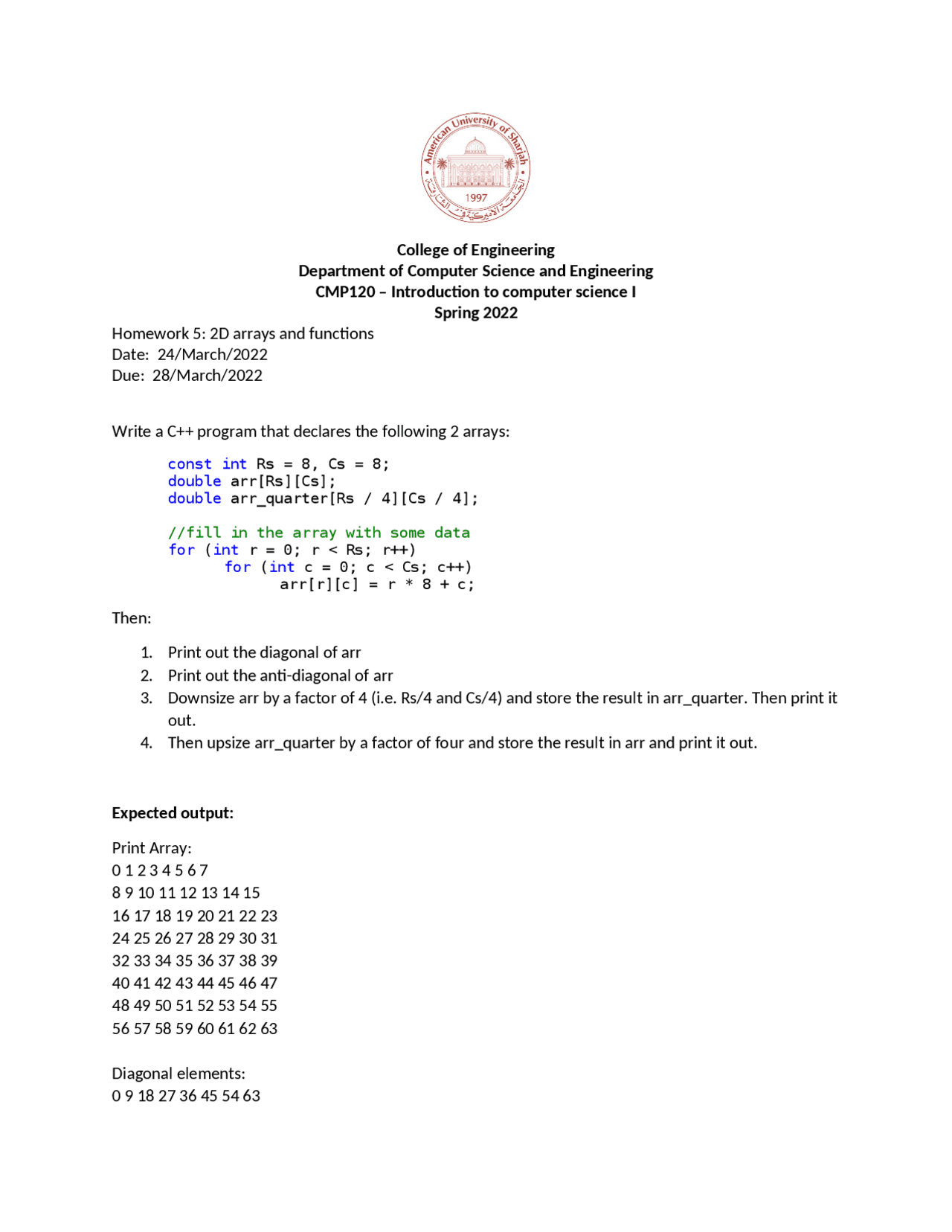 C Programming Homework Assignments C Programming Docsity