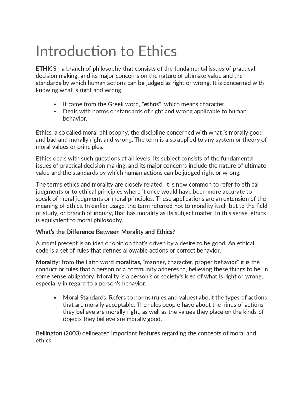 Introduction To Ethics Schemes And Mind Maps Ethics Docsity