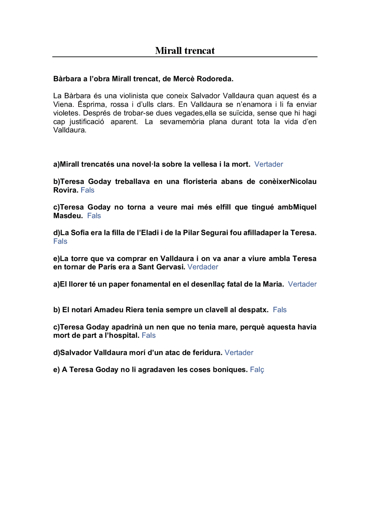 Apunts Generals Resum Mirall Trencat Apuntes De Literatura Catalana