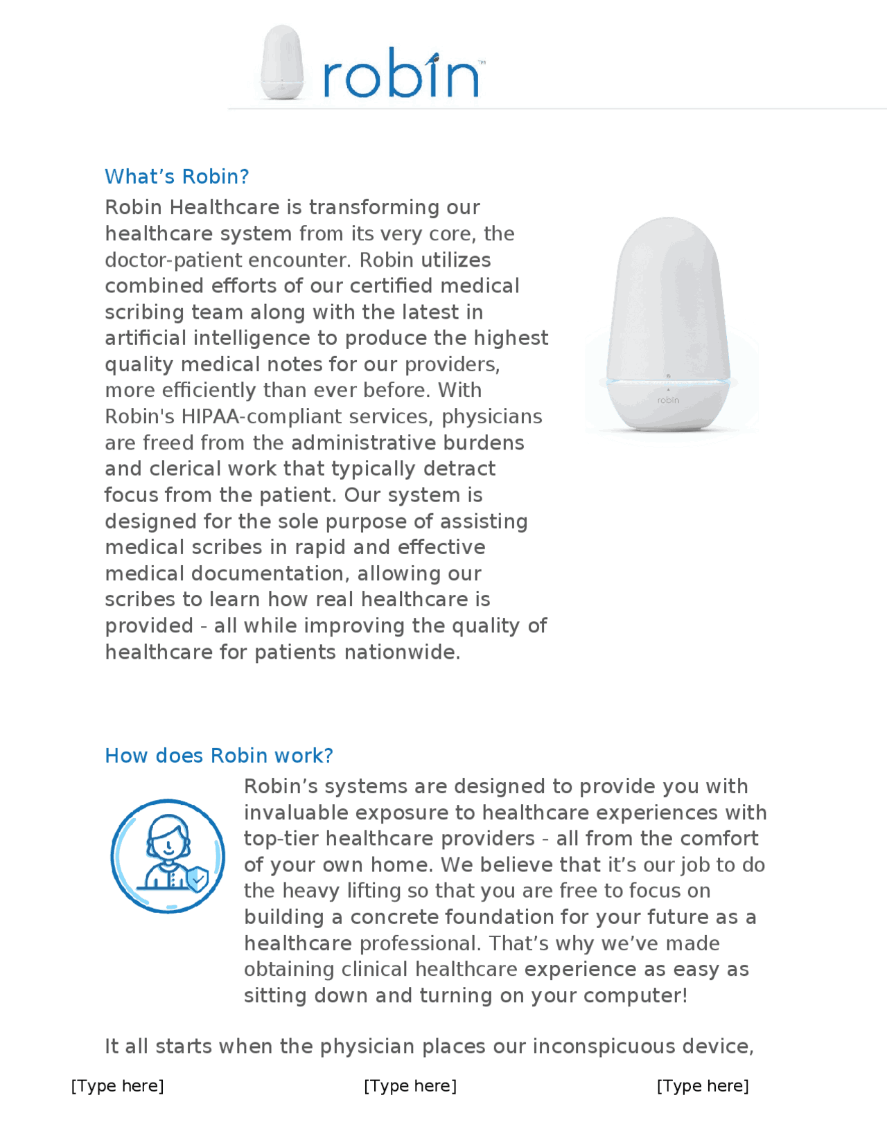 About_Robin_Healthcare_Updated_11_15_19.pdf.docx | Exams Nursing | Docsity