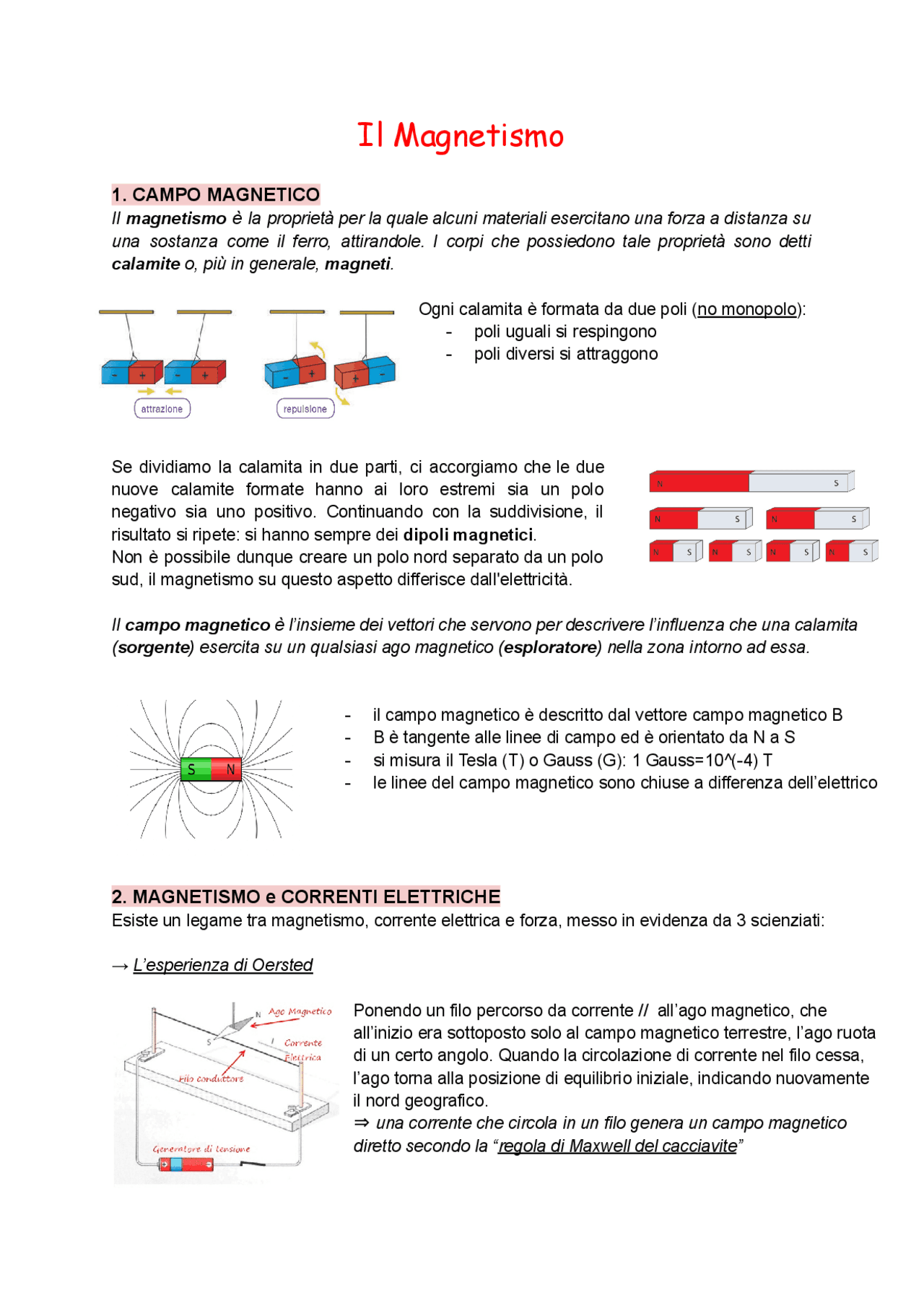 Il Magnetismo + leggi | Appunti di Fisica | Docsity