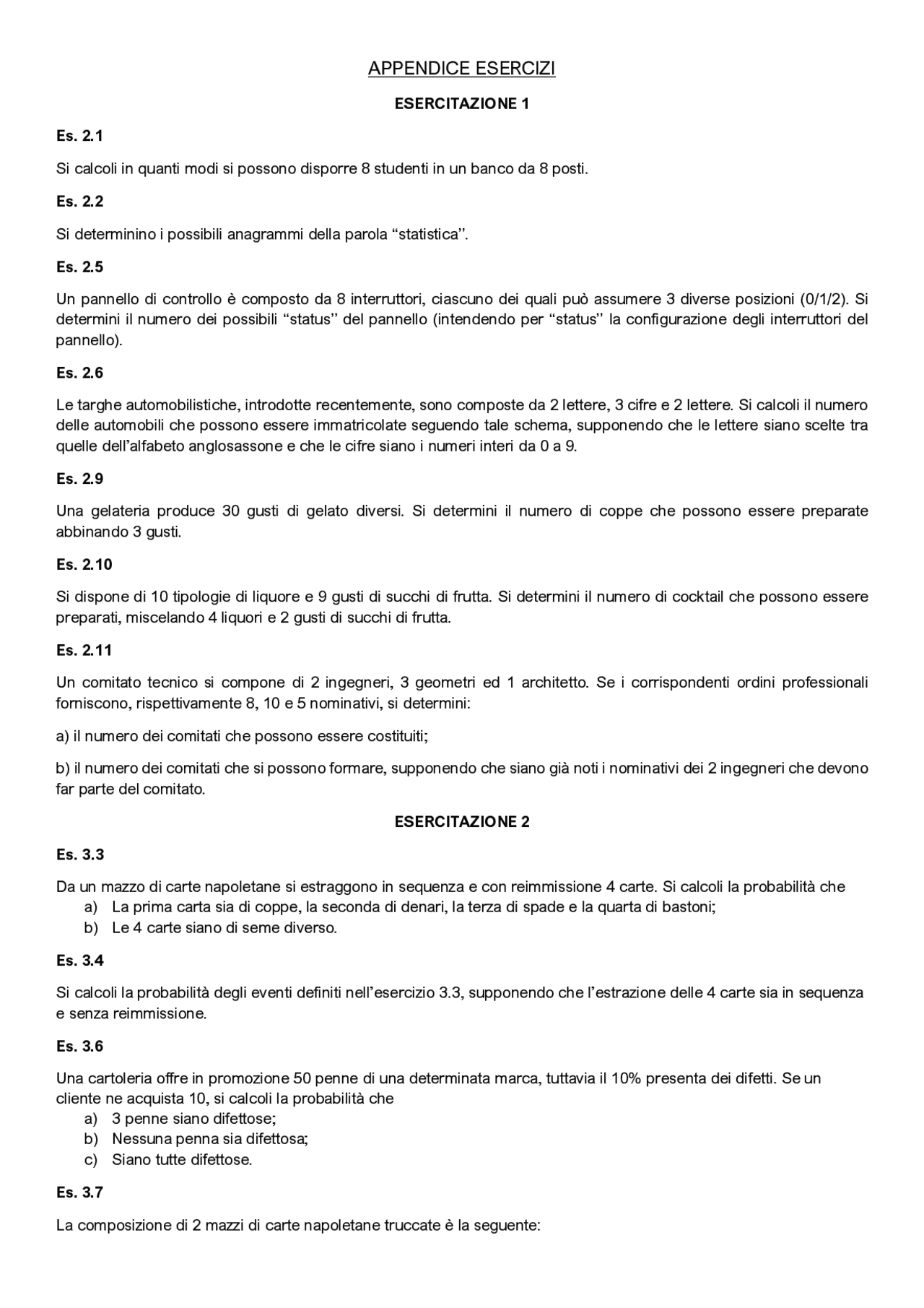 Statistica Inferenziale Profssa Maggiocappello Esercizi Appunti