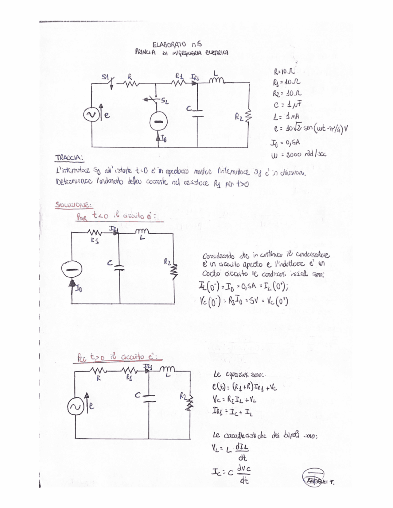 Elaborato Principi Di Ingegneria Elettrica Esercizi Di Ingegneria