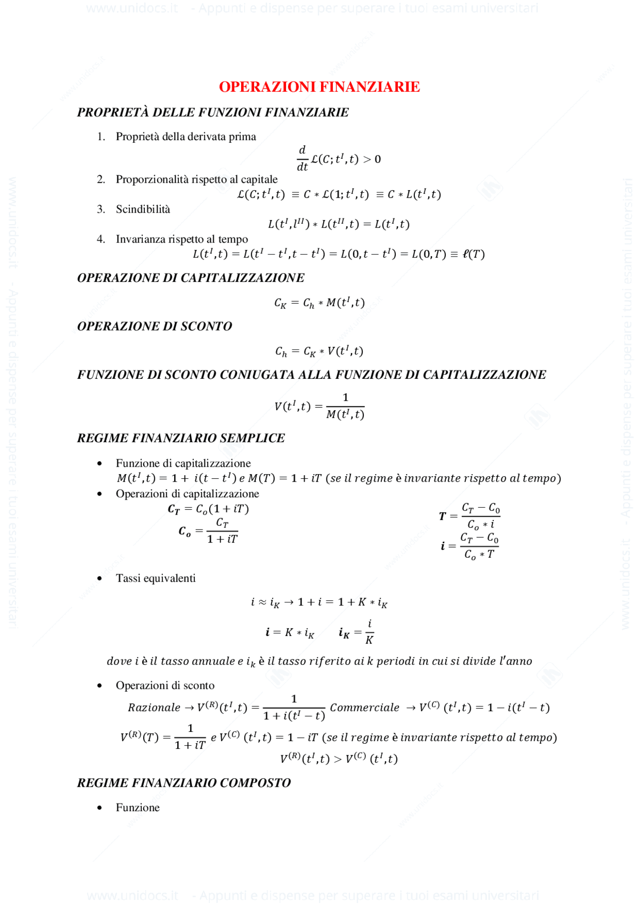 Formulario Completo Di Matematica Finanziaria Schemi E Mappe Concettuali Di Matematica