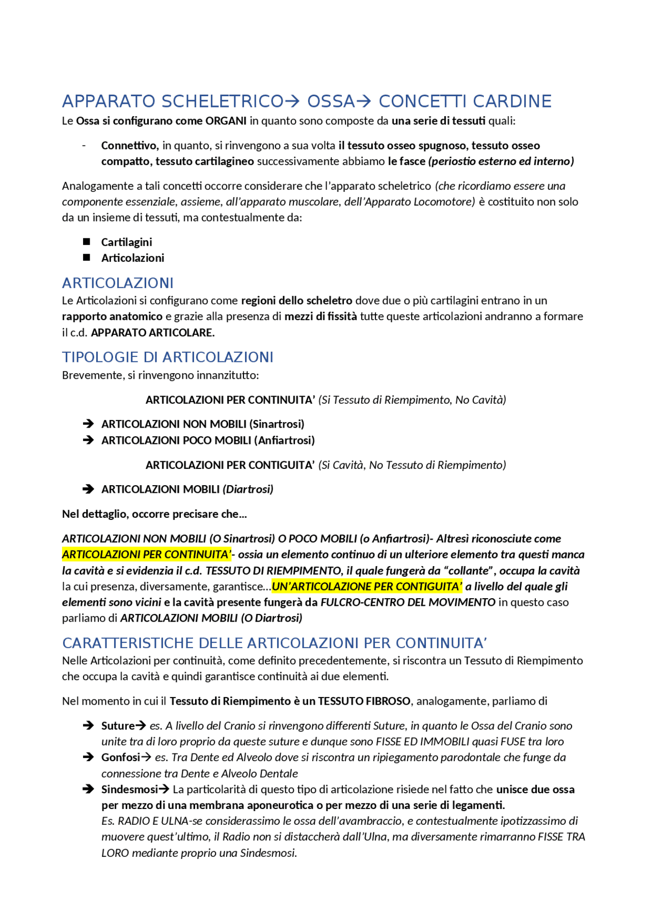 Anatomia Generalità Articolazioni e Muscoli | Schemi e mappe concettuali di Anatomia e ...