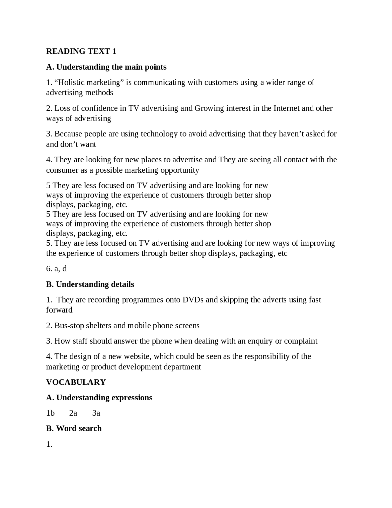 Reding text 1 for bussiness | Cheat Sheet English Literature | Docsity