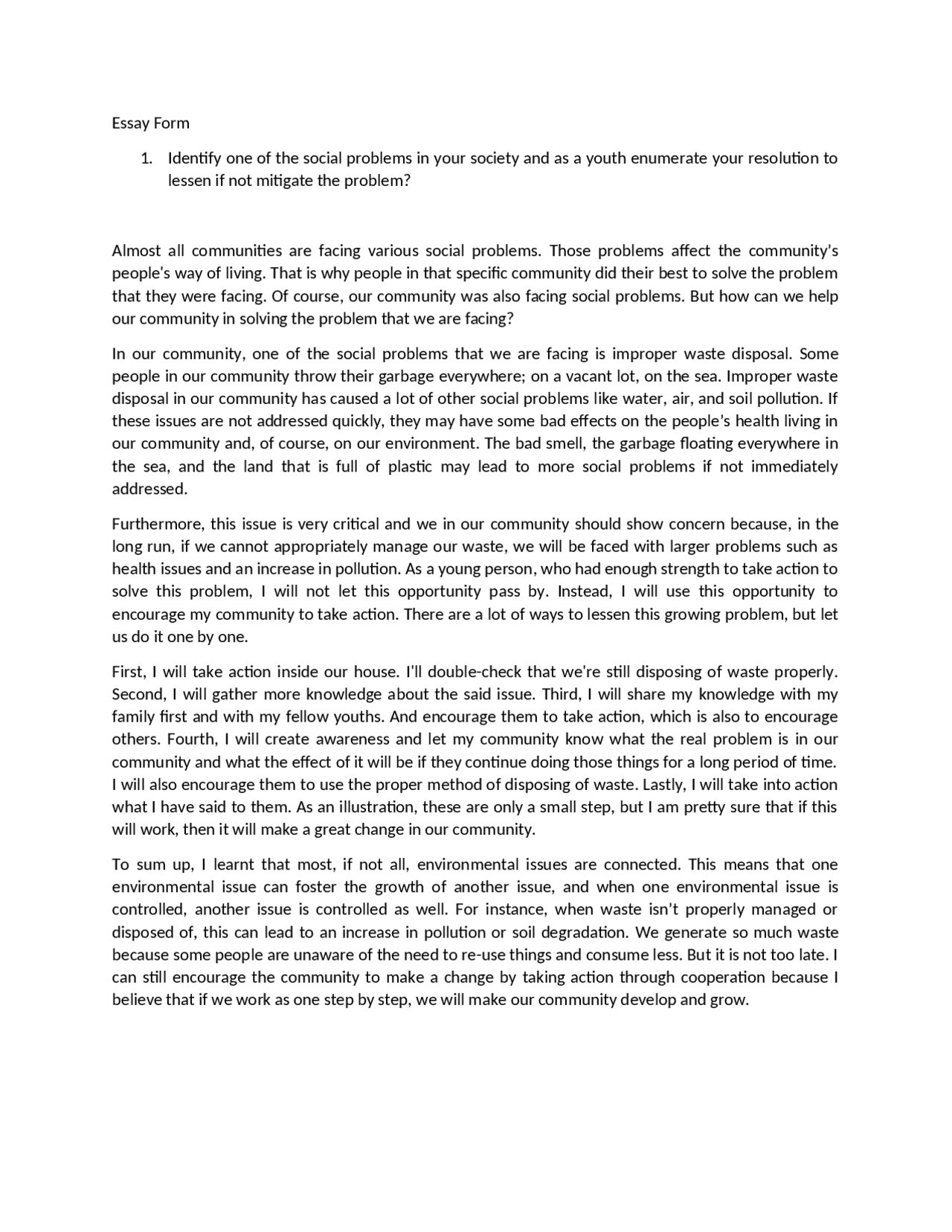 Ucsp Social Science Assignments Environmental Science Docsity