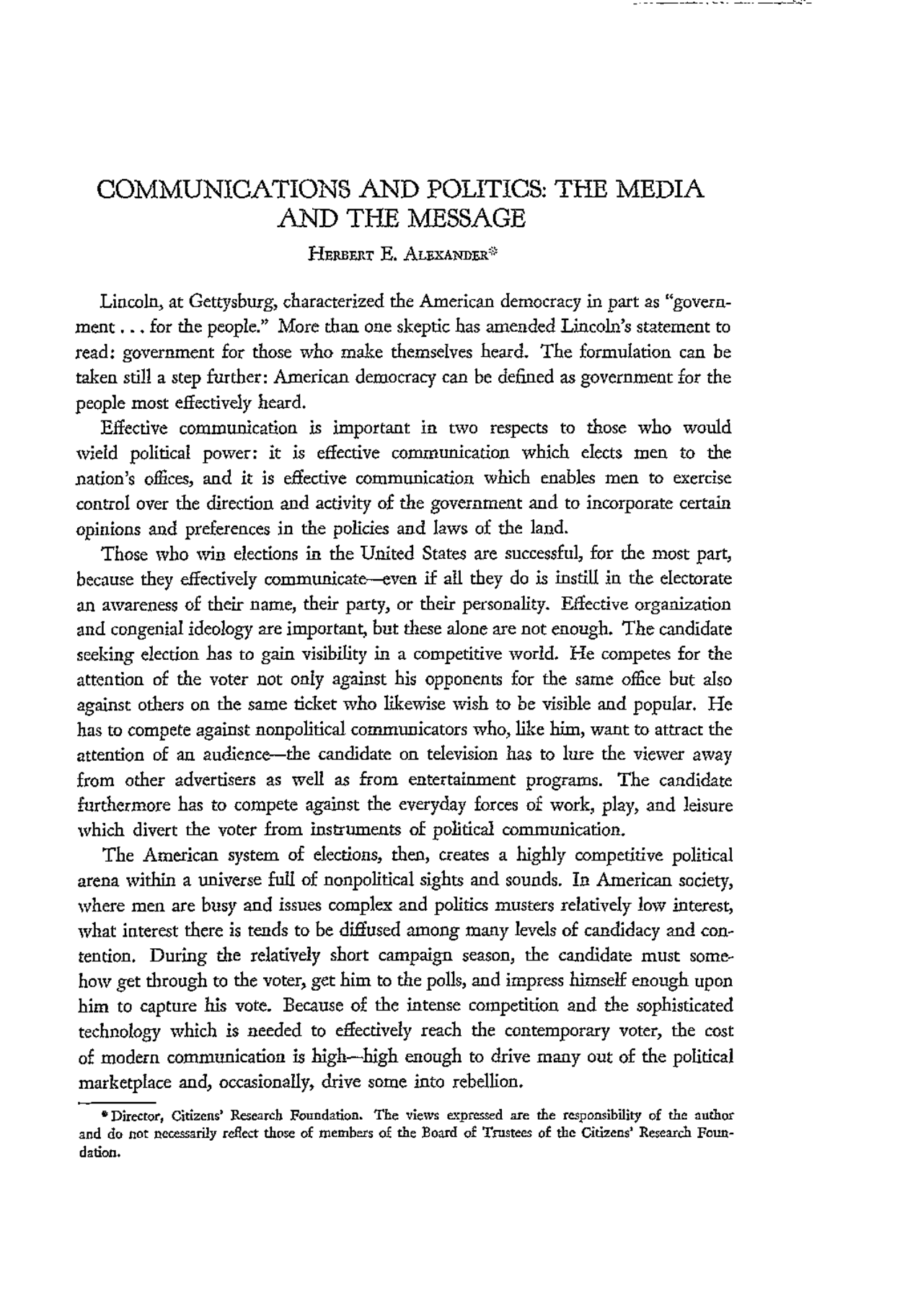 Communications and Politics: The Media and the Message | Study notes ...