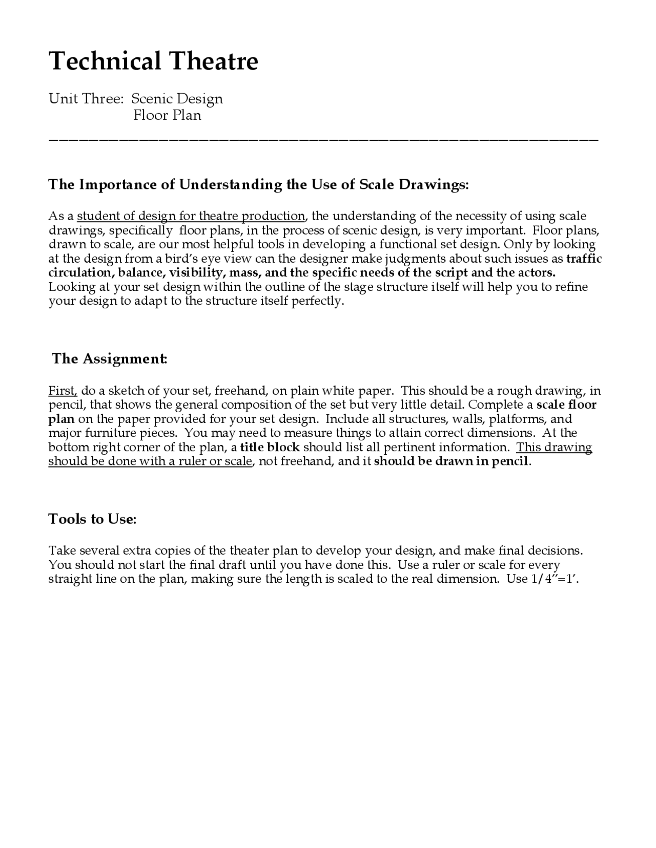 Technical Theatre | Exams Theatre | Docsity