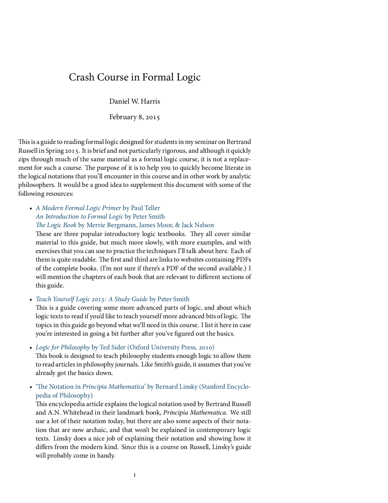 Crash Course in Formal Logic | Study notes Logic | Docsity