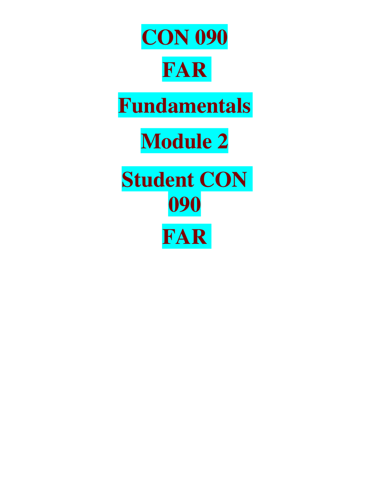 CON 090 FAR Fundamentals Module 2 Student CON 090 | Exams Security Analysis | Docsity