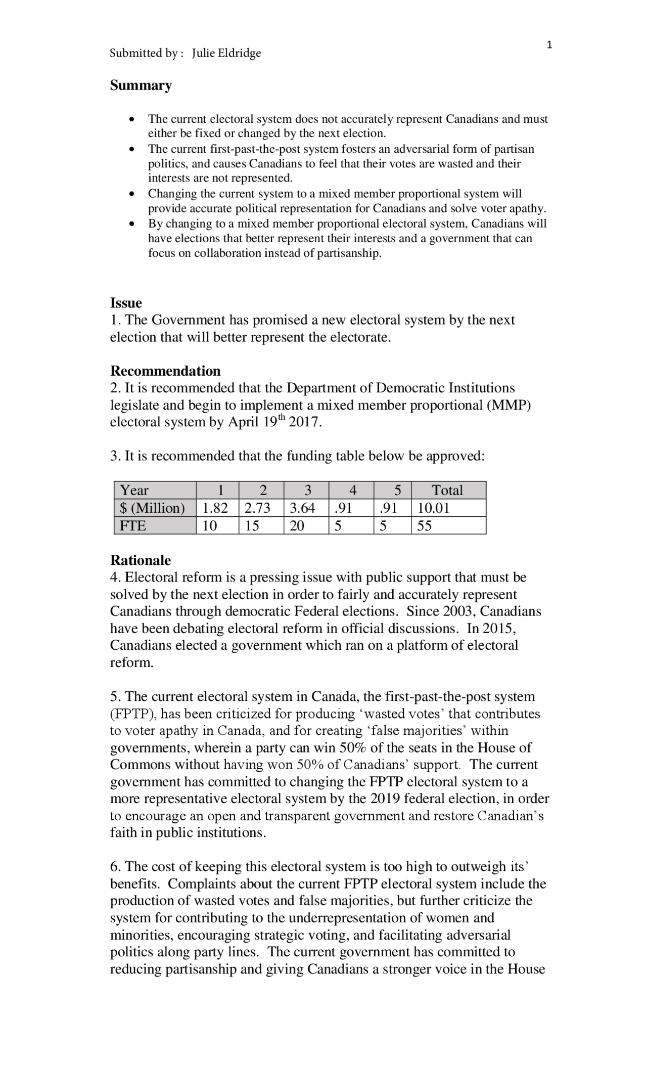 Electoral Reform in Canada | Exercises Electoral Systems and ...