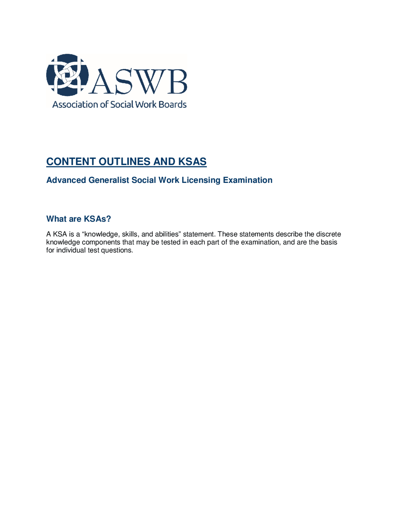 Advanced Generalist Social Work Licensing Examination | Exams Cognitive ...