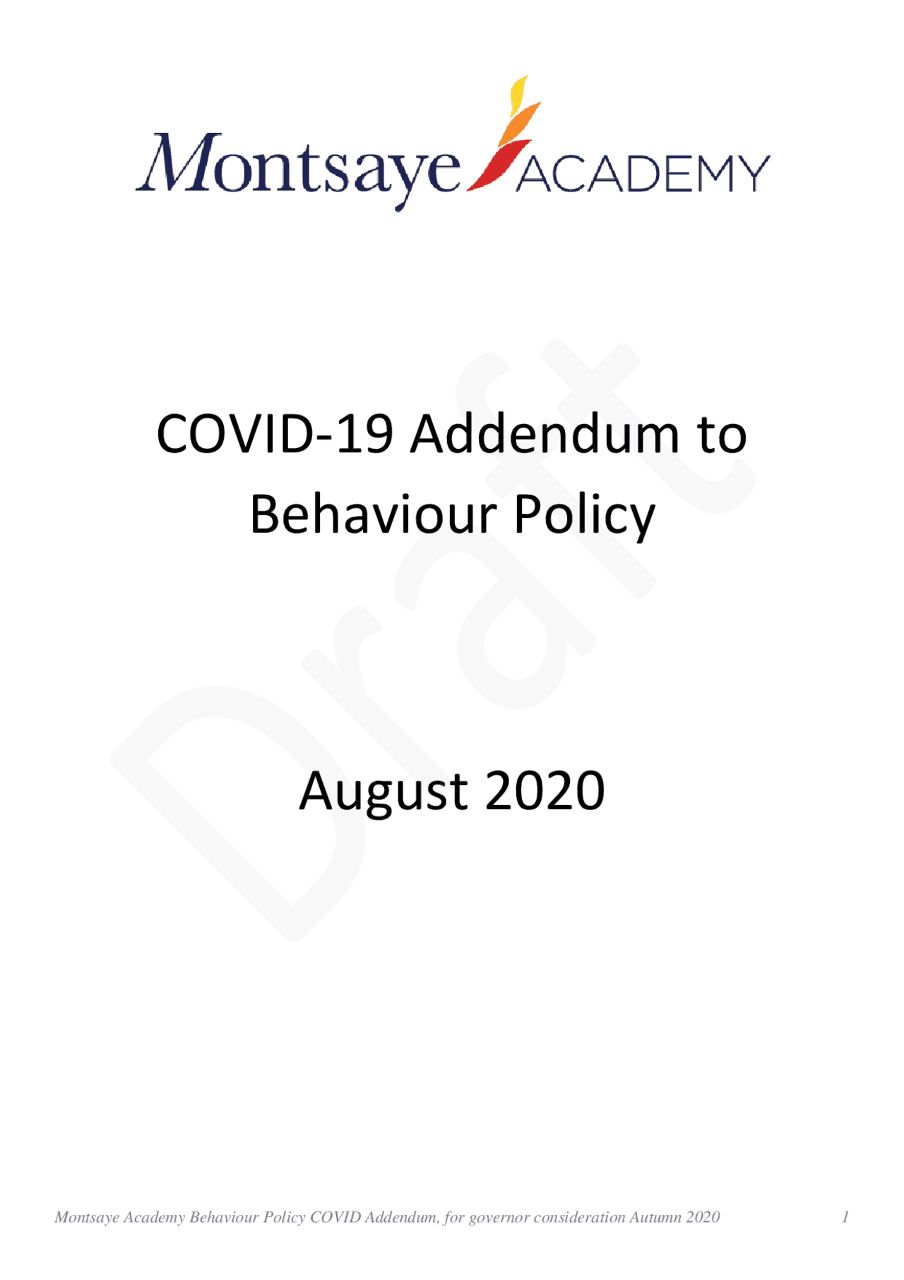 COVID-19 Addendum to Behaviour Policy August 2020 | Schemes and Mind ...