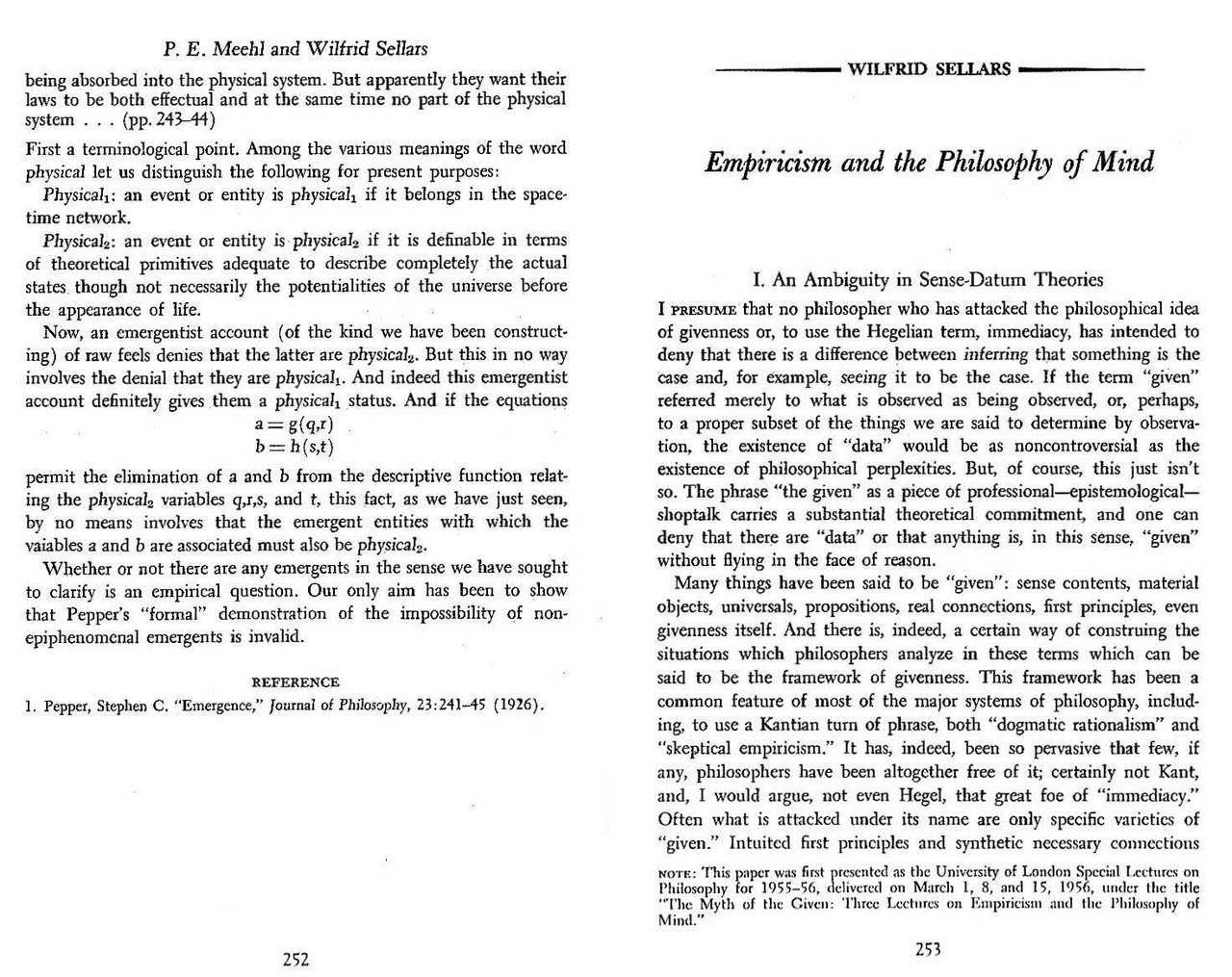 Philosophical Discussion on Emergentism and Sense-Datum Theories ...