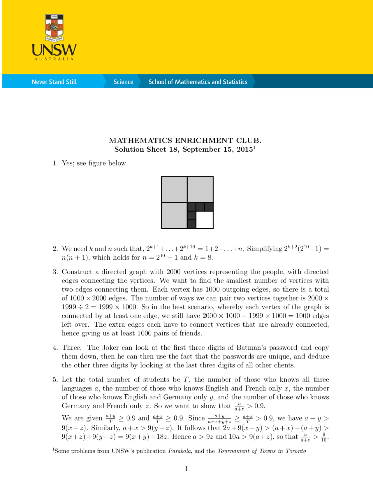 Mathematics Enrichment Club Solution Sheet 18 | Schemes and Mind Maps ...