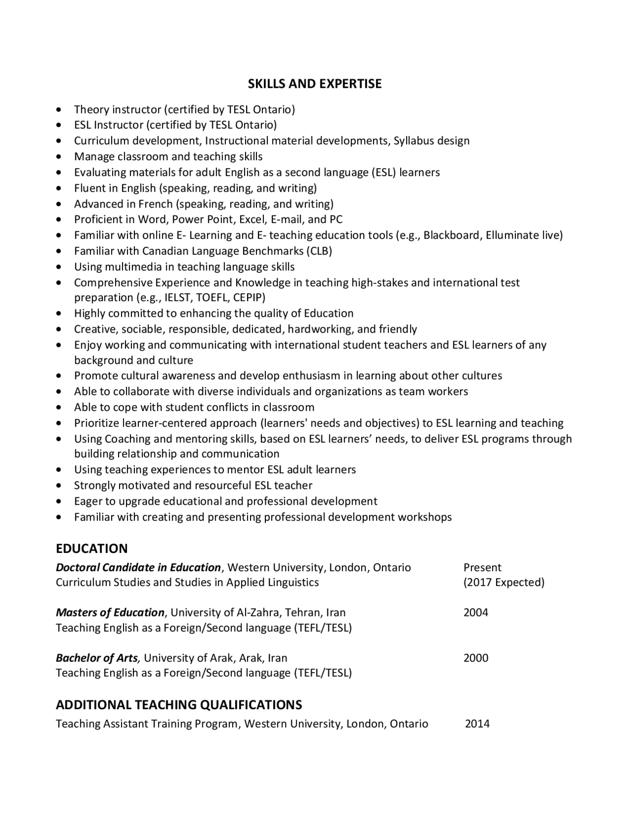 Resume2016.pdf - Faculty of Education | Study notes English Language ...