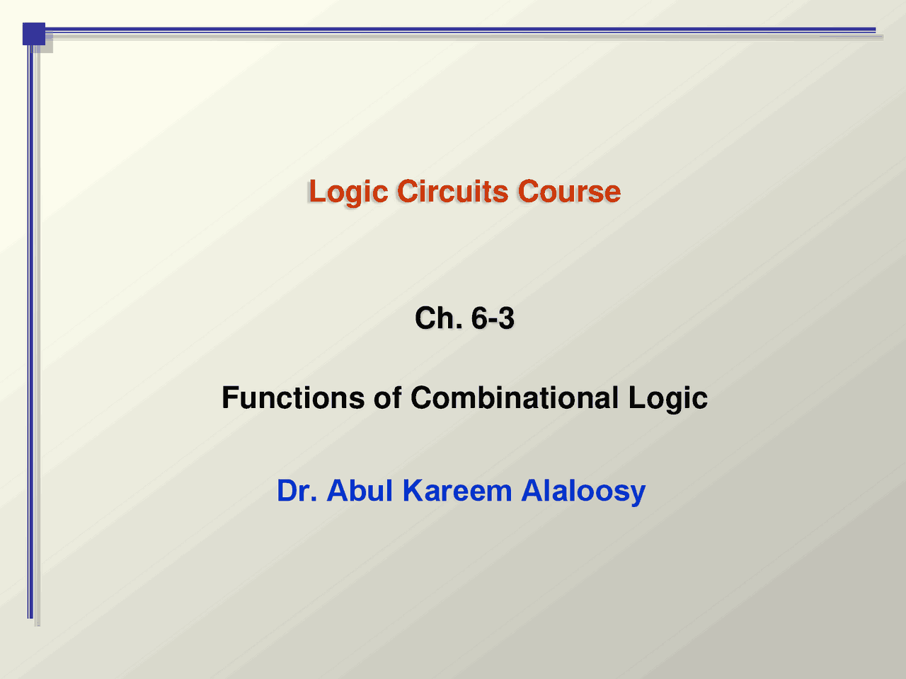 Functions Of Combinational Logic Lecture Notes Logic Docsity
