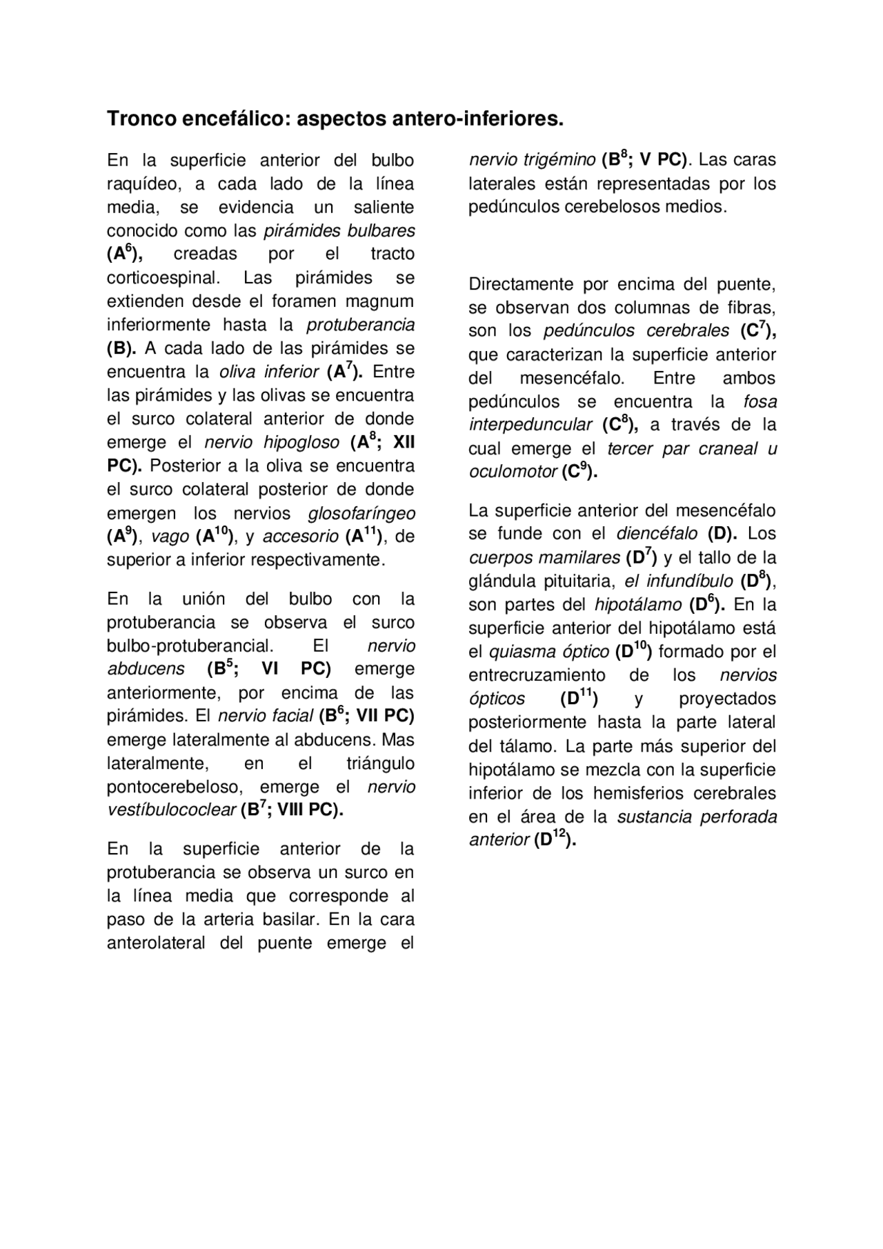 Tronco cefálico y sus partes | Apuntes de Neuroanatomía | Docsity