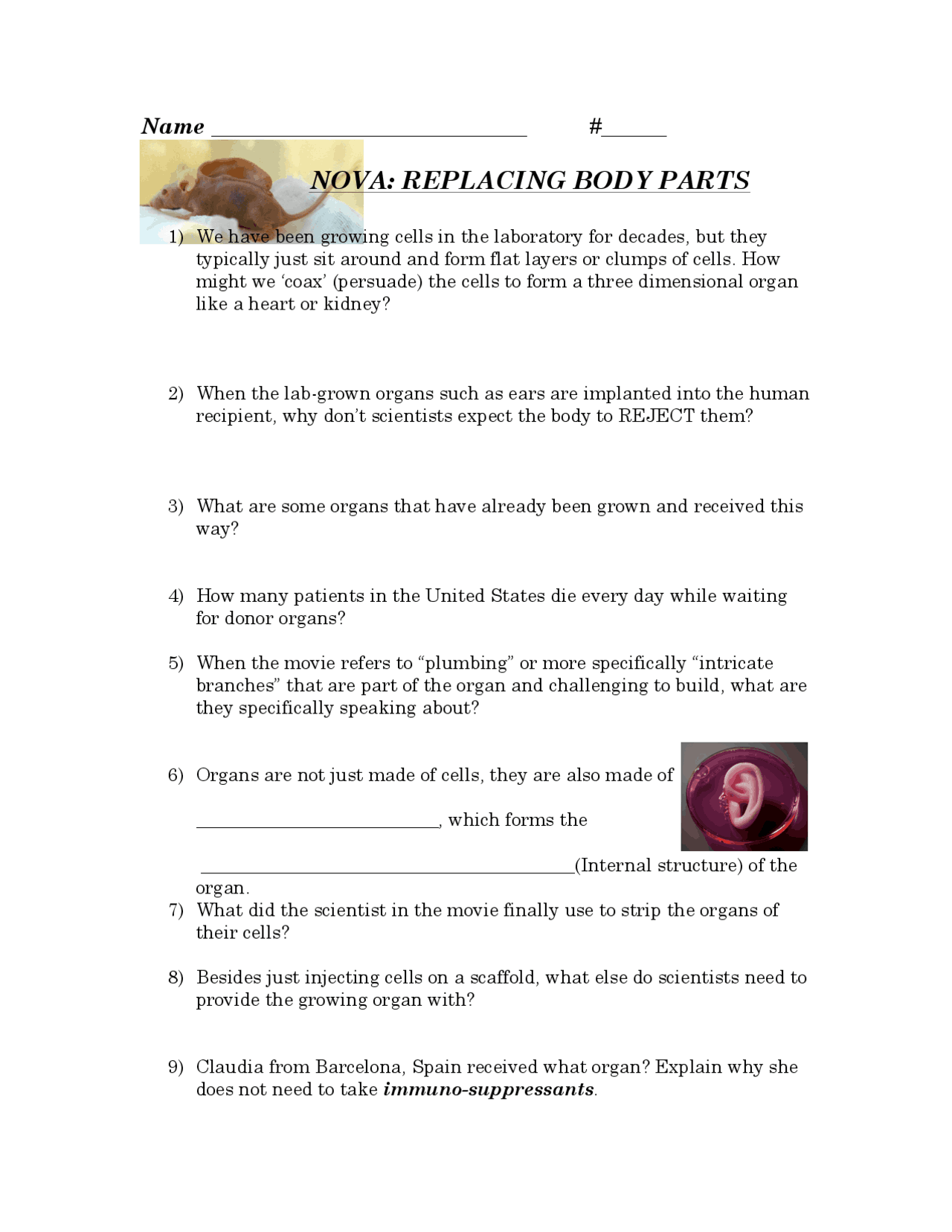 Growing Organs In The Laboratory Lecture Notes Human Biology Docsity
