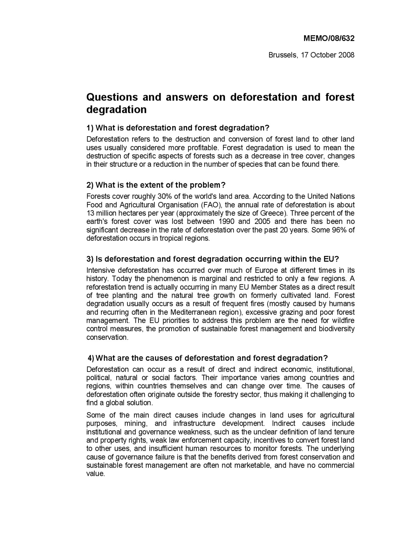Questions And Answers On Deforestation And Forest Degradation Lecture