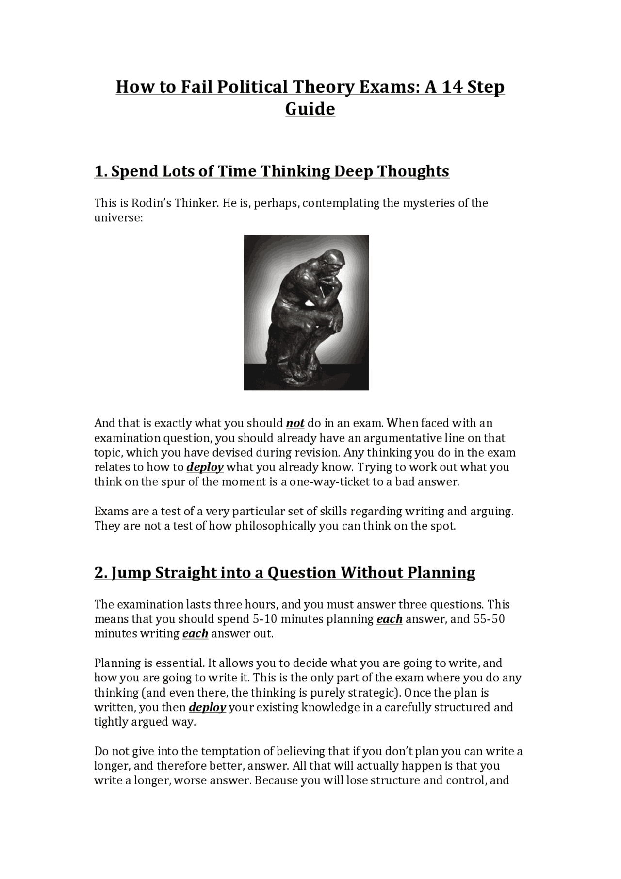 How To Fail Political Theory Exams A 14 Step Guide Lecture Notes Political Philosophy Docsity