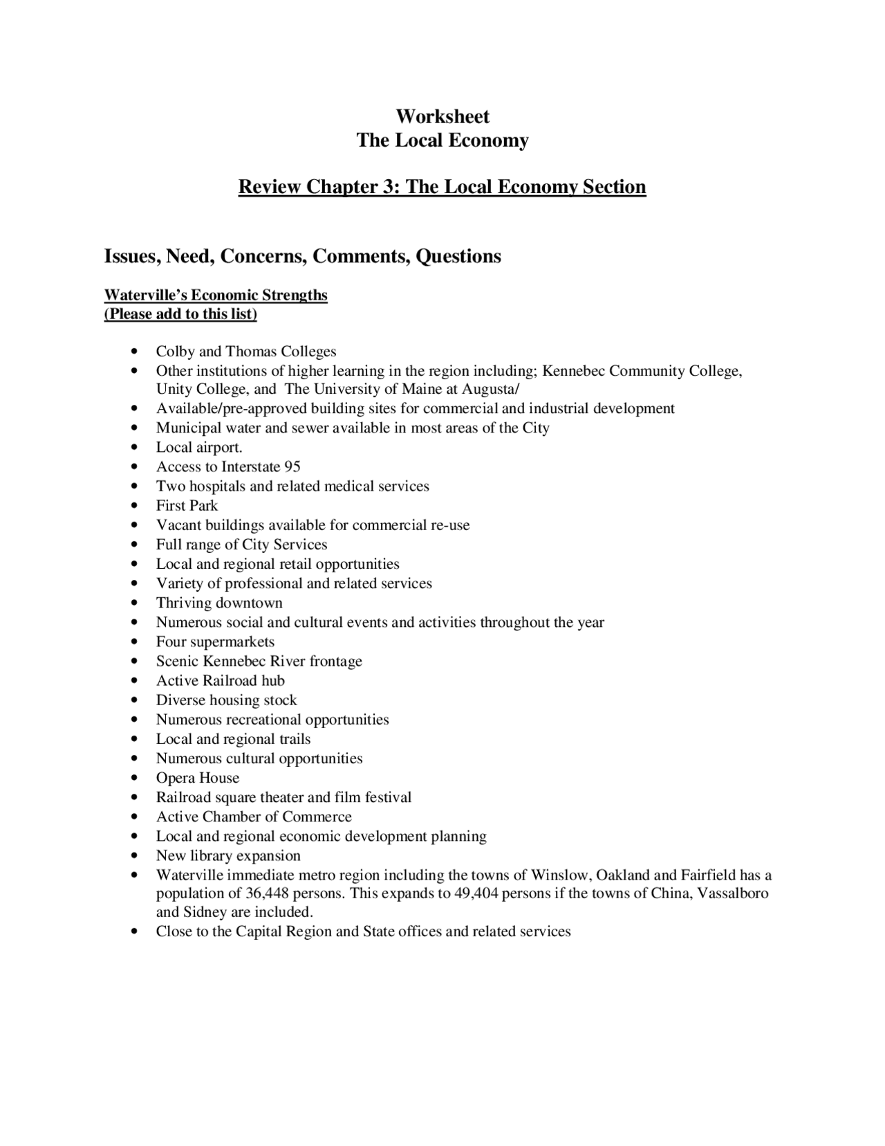 Worksheet Economy | Exercises Development Economics | Docsity