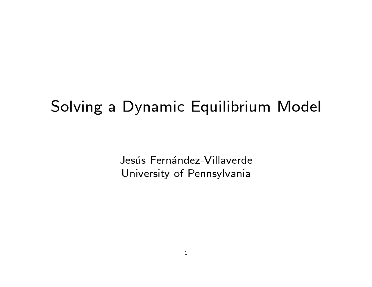 Solving a Dynamic Equilibrium Model | Exams Stochastic Processes | Docsity