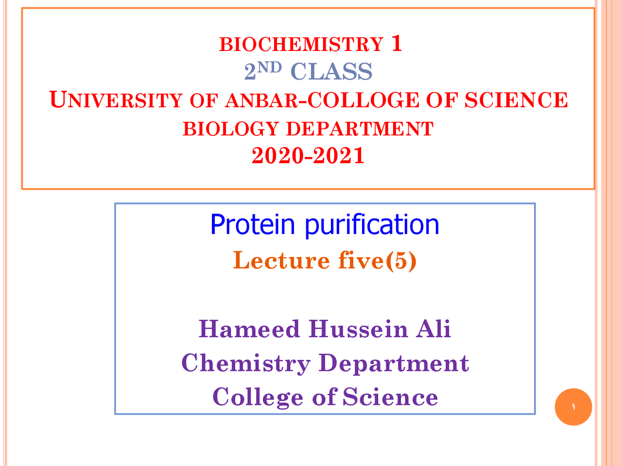 Protein Purification Lecture Notes Slides Biochemistry Docsity