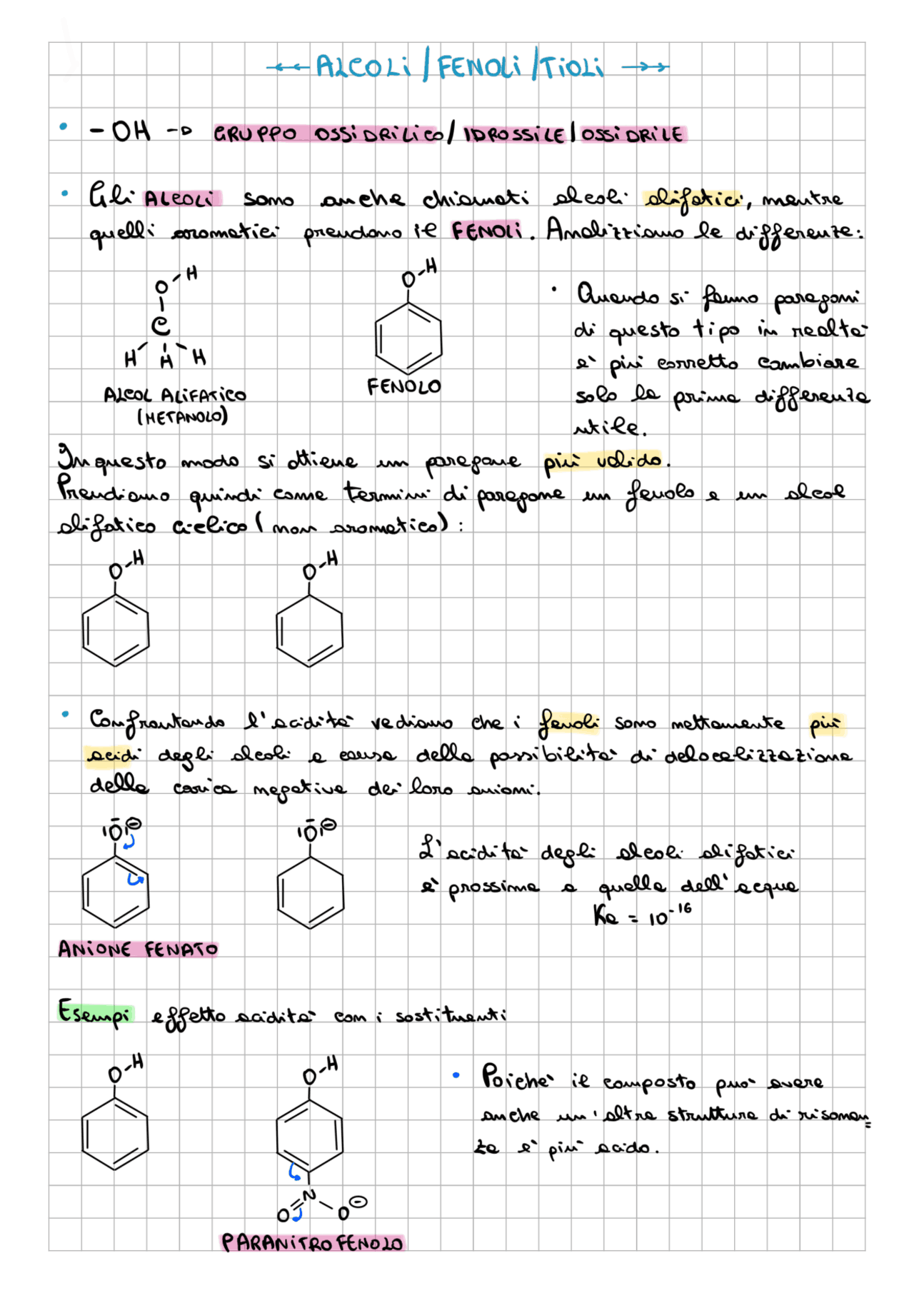 Reazioni e sintesi Alcoli, fenoli, tioli | Appunti di Chimica Organica ...