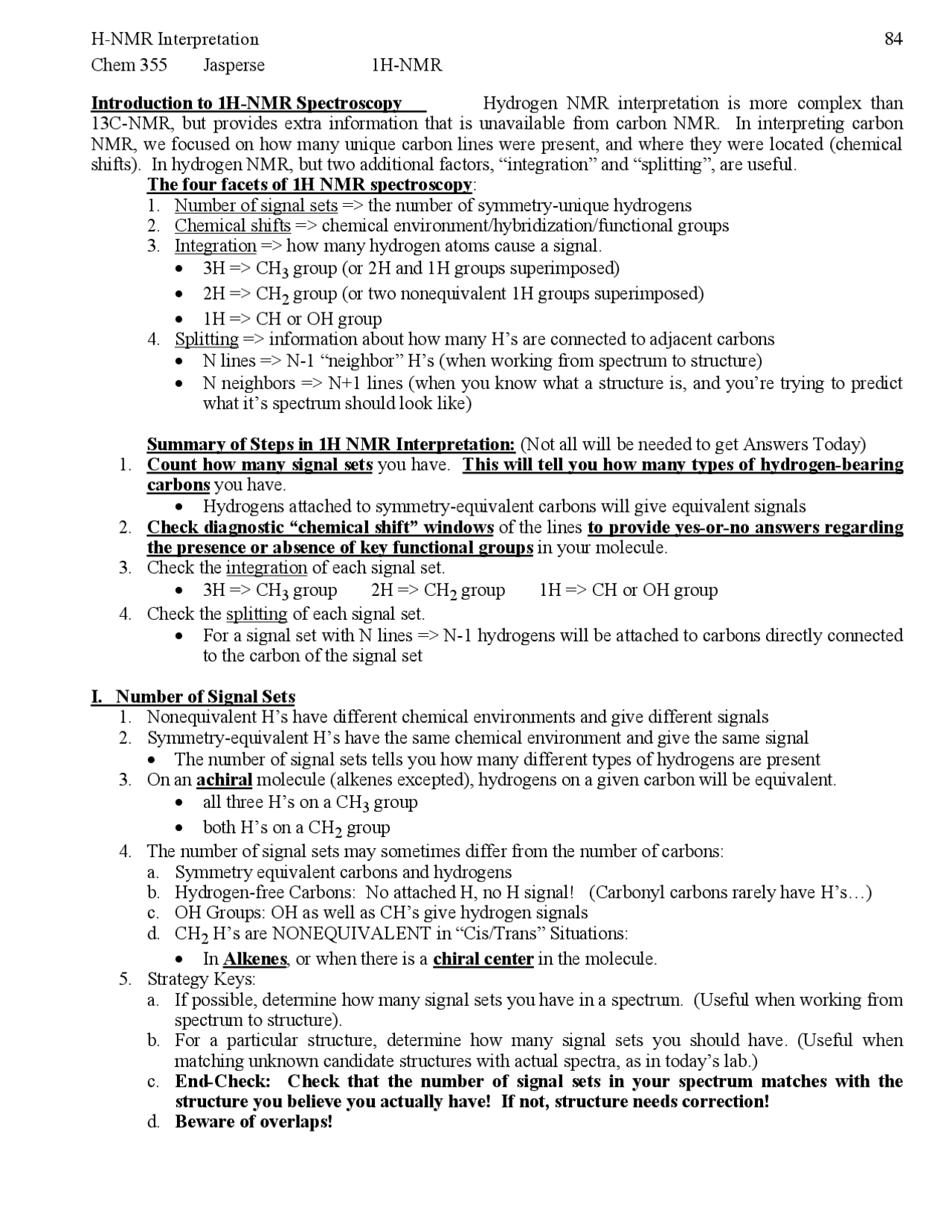 Introduction To 1h Nmr Spectroscopy Exams Printing Docsity