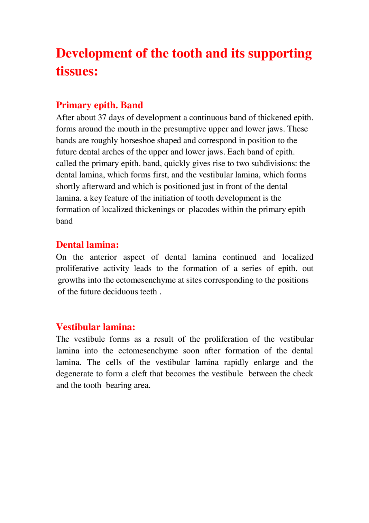 Development of the Tooth and Its Supporting Tissues | Study notes ...