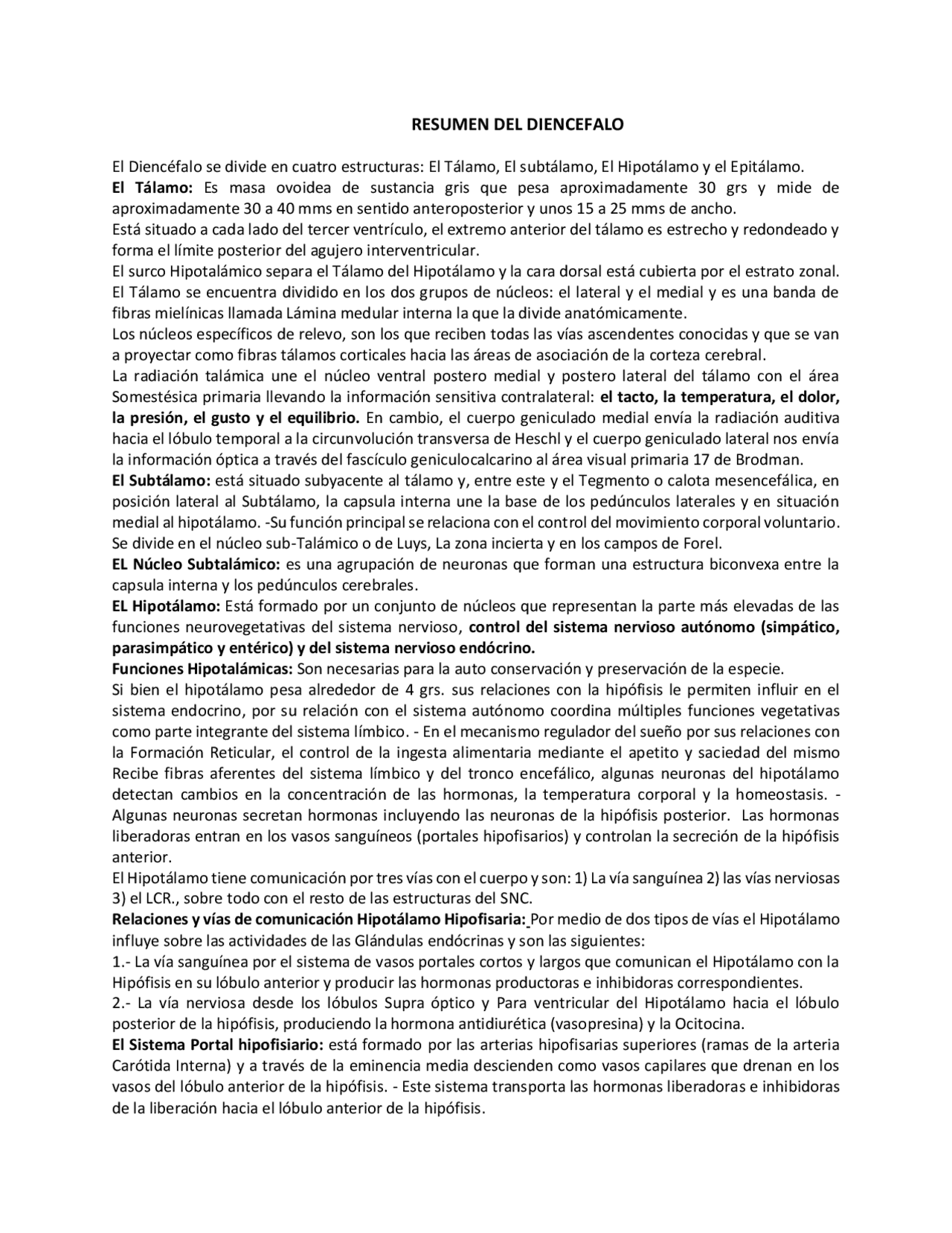 Sistemaa Nervioso Autonomo Apuntes De Neuroanatomía Docsity