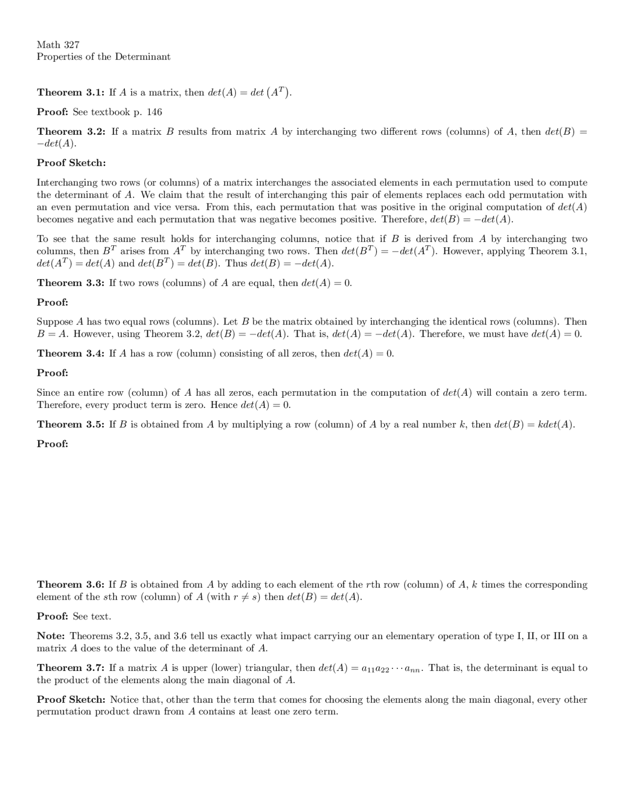 Properties Of The Determinant Theorem Schemes And Mind Maps Calculus