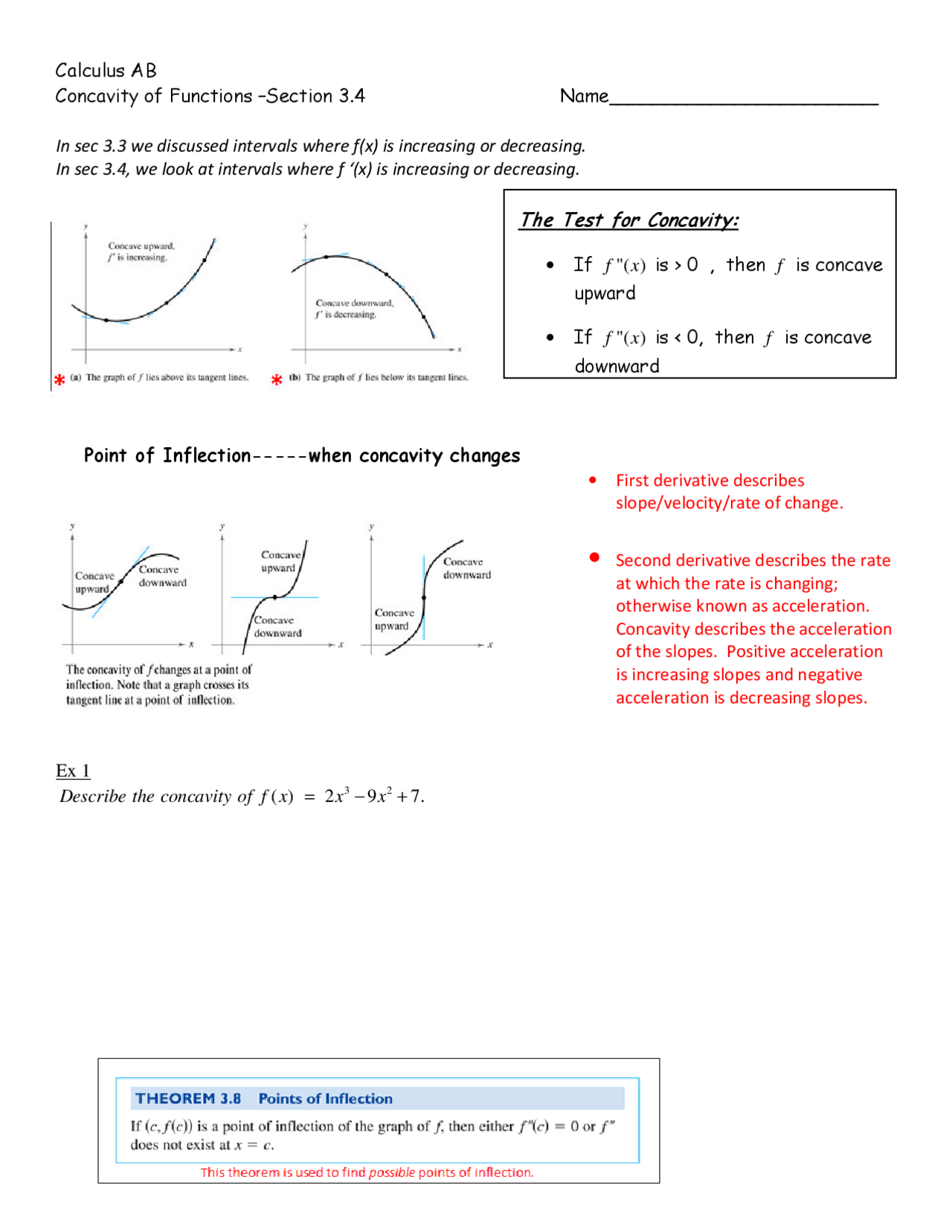 The Test for Concavity: | Study notes Calculus | Docsity