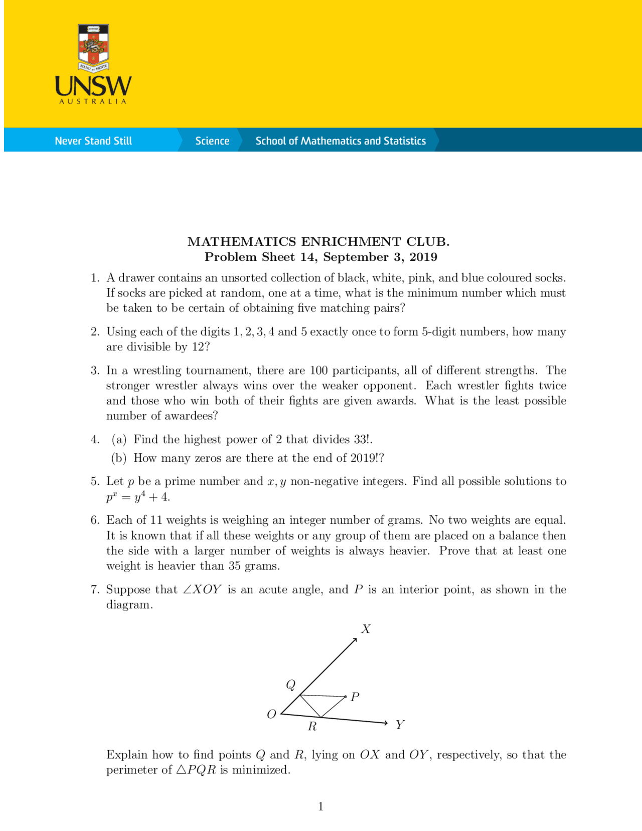 Mathematics Enrichment Club Problem Sheet 14 Slides Mathematics Docsity