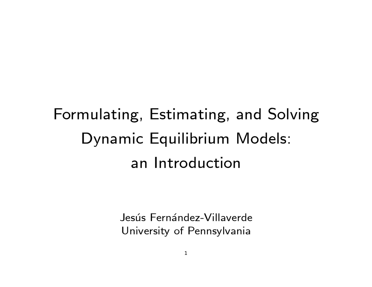 Dynamic Equilibrium Models: an Introduction | Exams History | Docsity